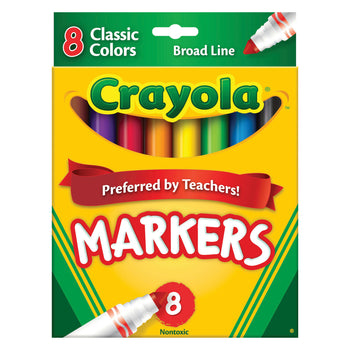 Crayola - 8 marqueurs à trait large - Assortiment de couleurs ...