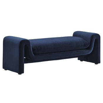 Modway - Waverly Performance Velvet Banc - Bleu Minuit | bureauengros.com