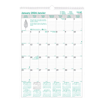 Blueline - 2026 Calendrier mural mensuel EcoLogix - 17 po x 12 po ...