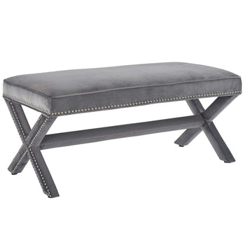 Modway - Rivet Performance Velvet Banc - Gris | bureauengros.com
