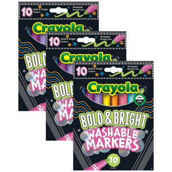 Crayola - Marqueurs à trait large lavables Bold & Bright, 10 par paquet ...