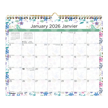 Blueline - 2026 Calendrier mural mensuel - 15 po x 12 po - Wildflowers ...