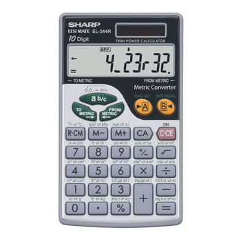 Sharp - EL344R - Calculatrice métrique de poche à 10 chiffres - Argent ...