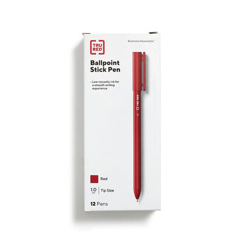 TRU RED – Stylo à bille – 1,0 mm – rouge – paquet de 12 | bureauengros.com
