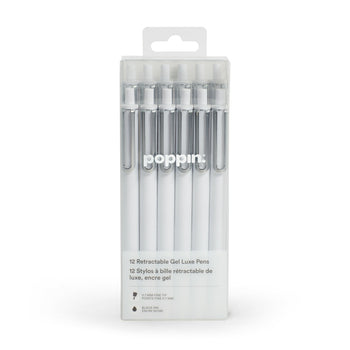 Poppin Stylos gel luxe rétractables, blanc, paquet de 12 | bureauengros.com