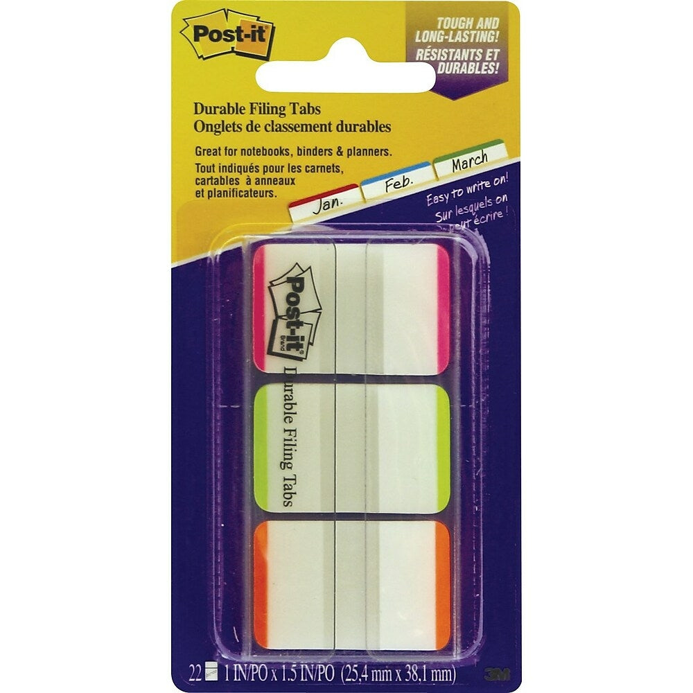 Post-it® - Onglets durables pour classement, 1 po, couleurs variées ...