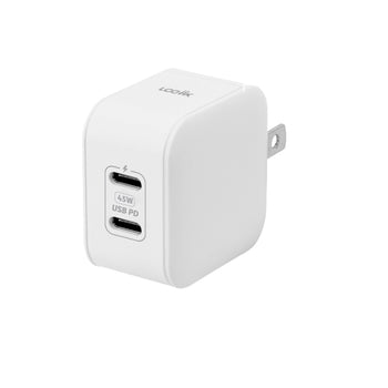 LOGiiX - Chargeur mural Power Plus 45W Duo USB-C - Blanc | bureauengros.com