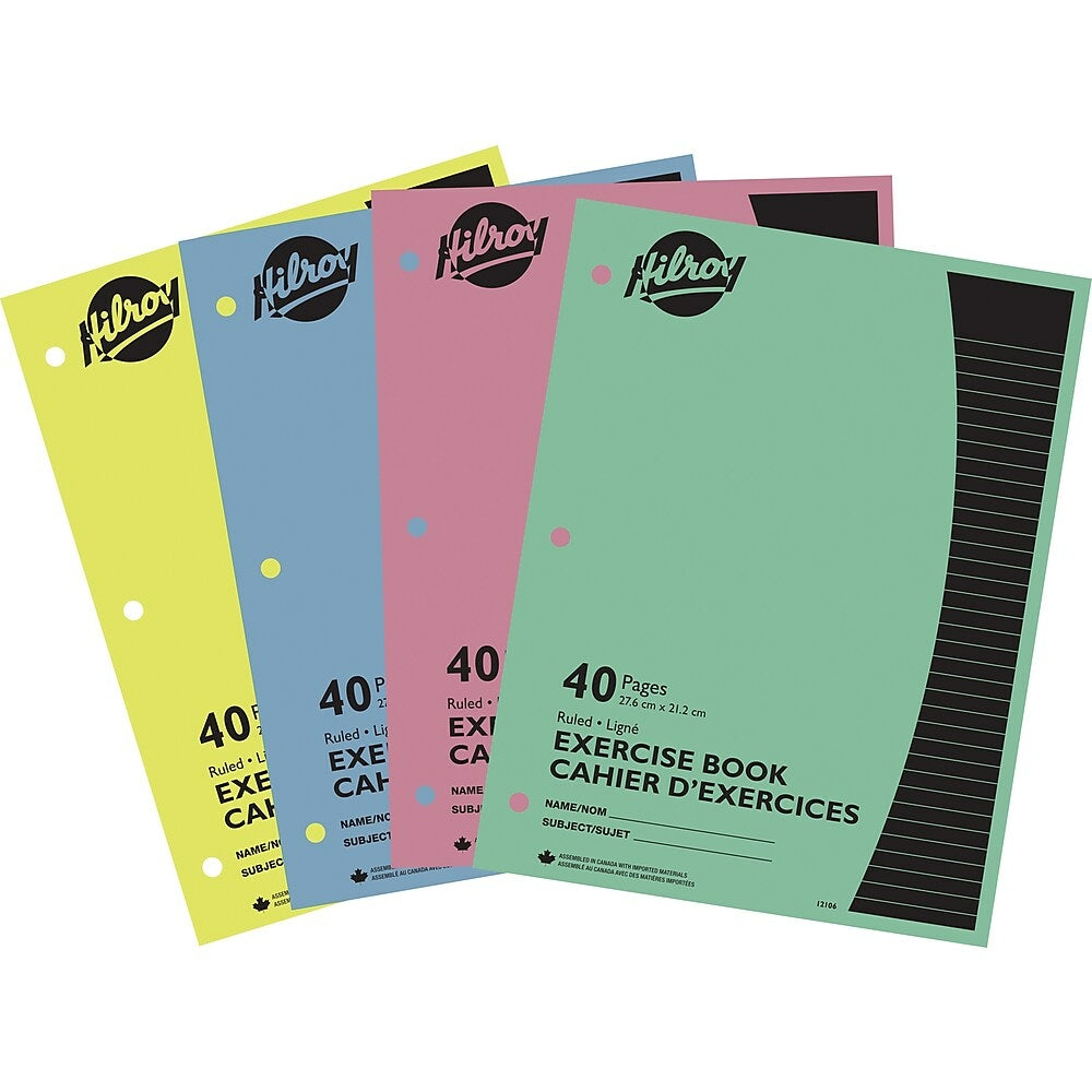 Hilroy - Cahier d'exercice , 3 trous, 10 7/8 po x 8 3/8 po, 40 pages ...